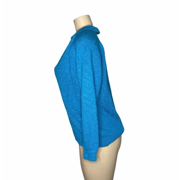 Ann Wi | Sweaters | Vintage Ann Wi Aqua Turquoise Blue Knit Sweater M ...